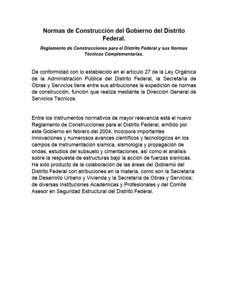 Normas de Construcción Del Gobierno Del Distrito Federal | PDF