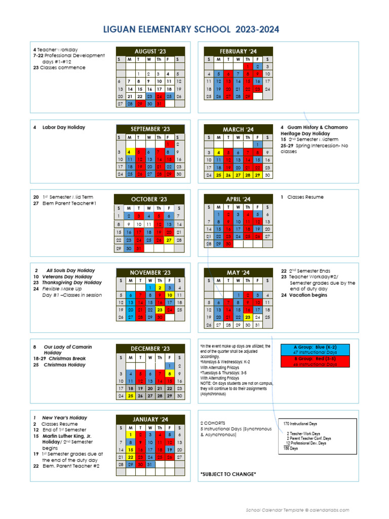 LES School Calendar SY23-24 Modified Schedule For 1st Semester UPDATED11.1.23.Docx 2 | Download ...