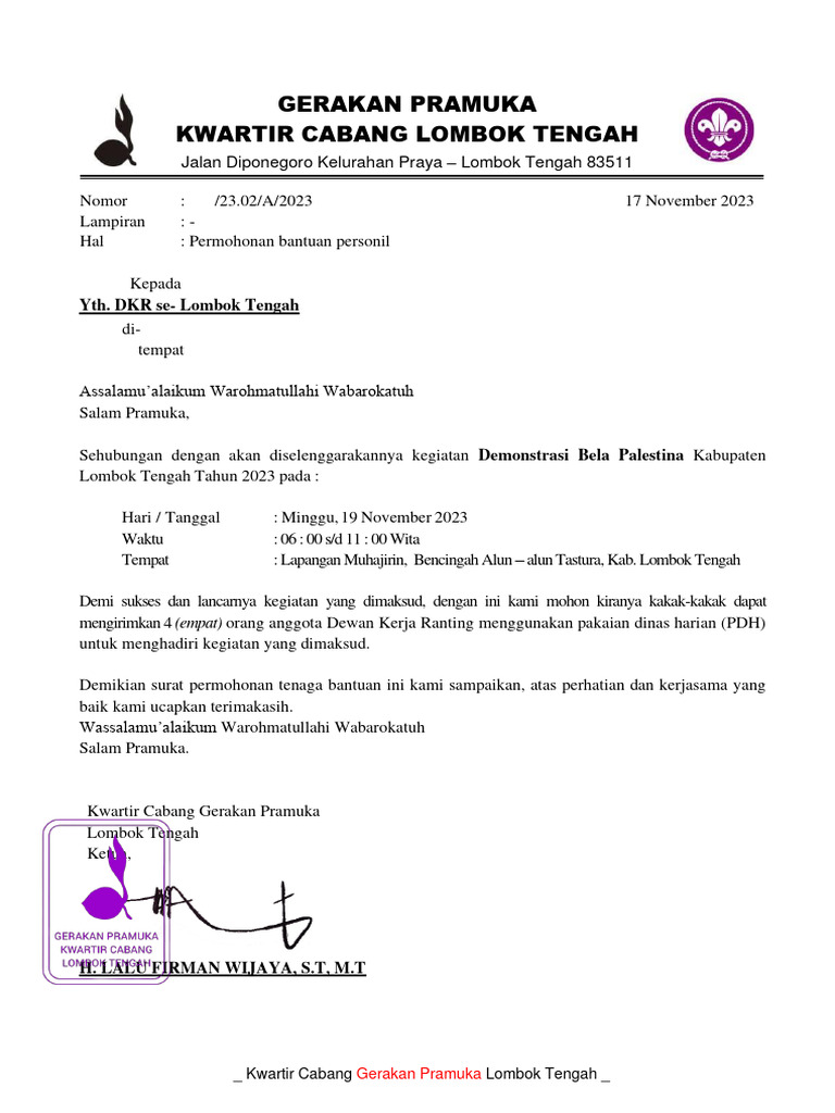 Surat Permohonan Personil DBP | PDF