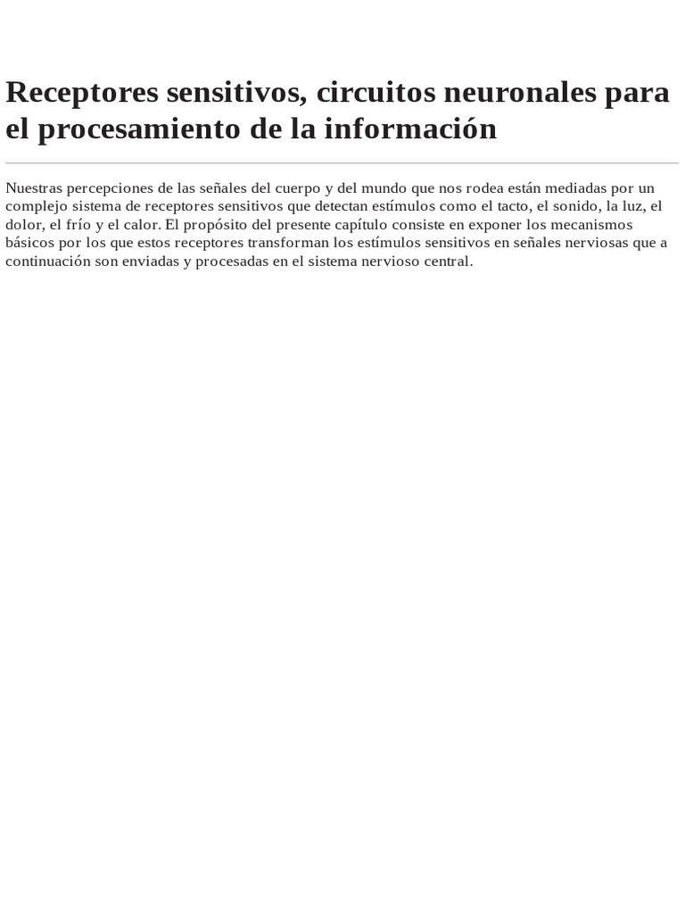 Receptores sensitivos y circuitos neuronales | PDF
