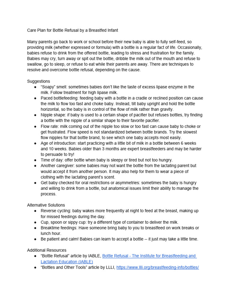 Bottle Refusal Pdf Breastfeeding Pediatrics