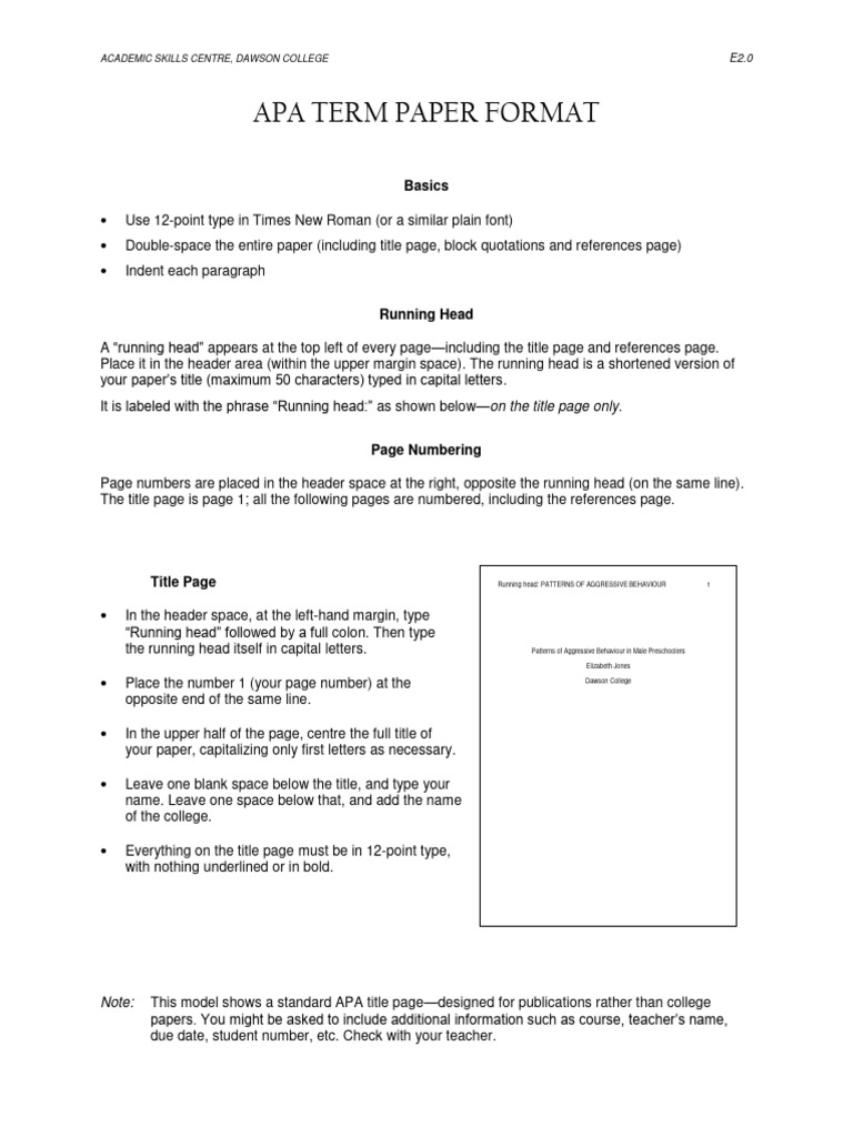 Apa Term Paper Format: Basics | PDF | Paragraph | Apa Style