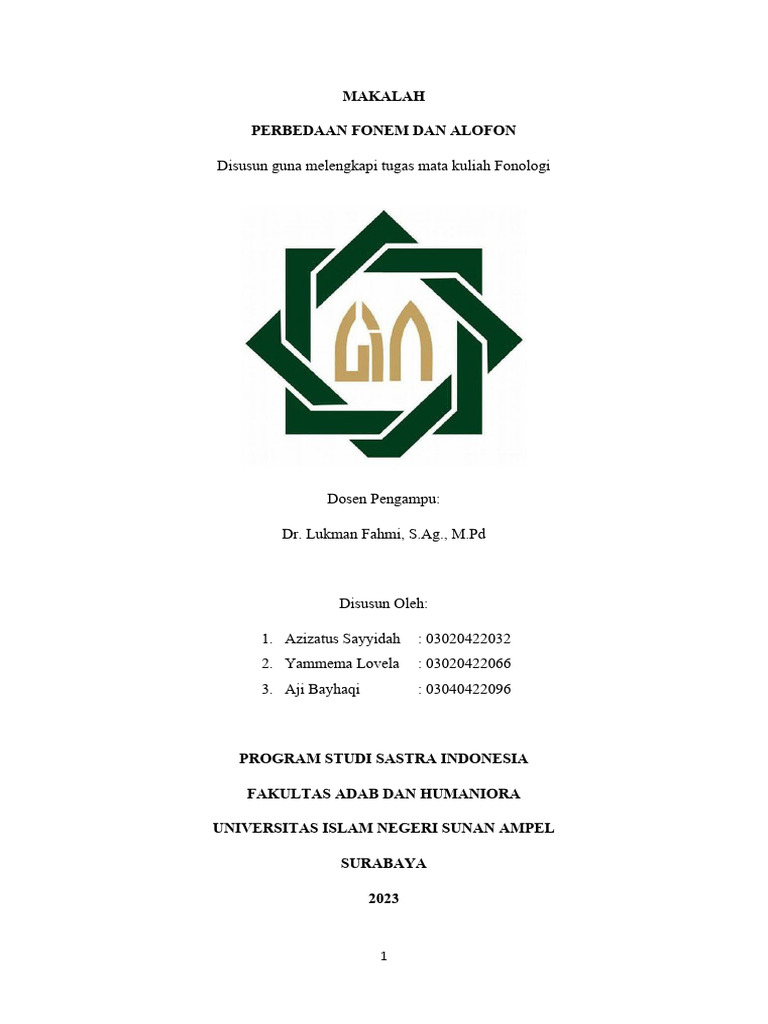 Fonologi Perbedaan Fonem Dan Alofon | PDF