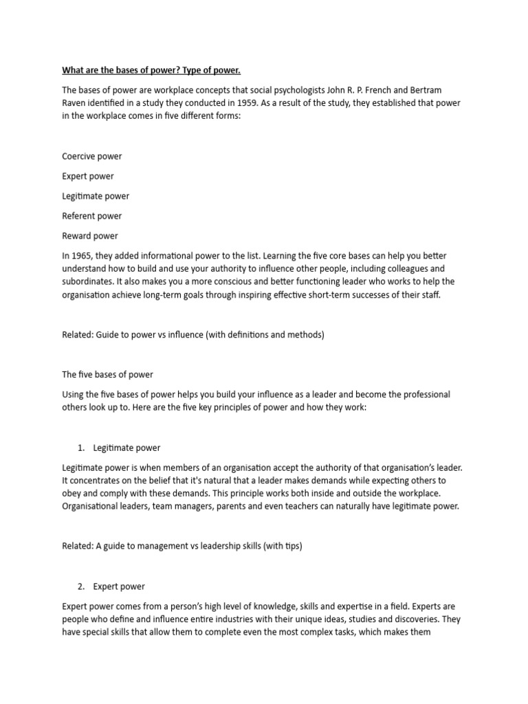 Bases of Power Notes | Download Free PDF | Power (Social And Political ...