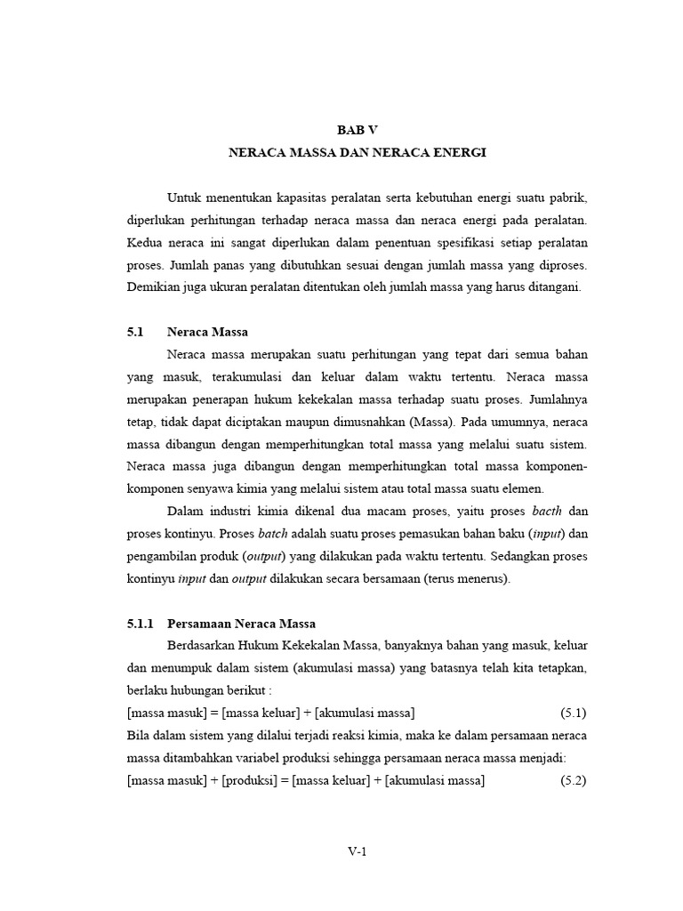 BAB V - Neraca Massa Dan Energi Fix | PDF