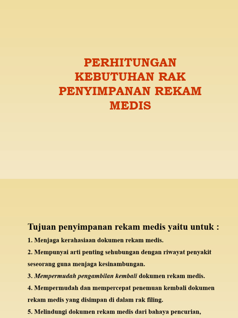Perhitungan Kebutuhan Rak Penyimpanan Rekam Medis | PDF | Griya & Taman