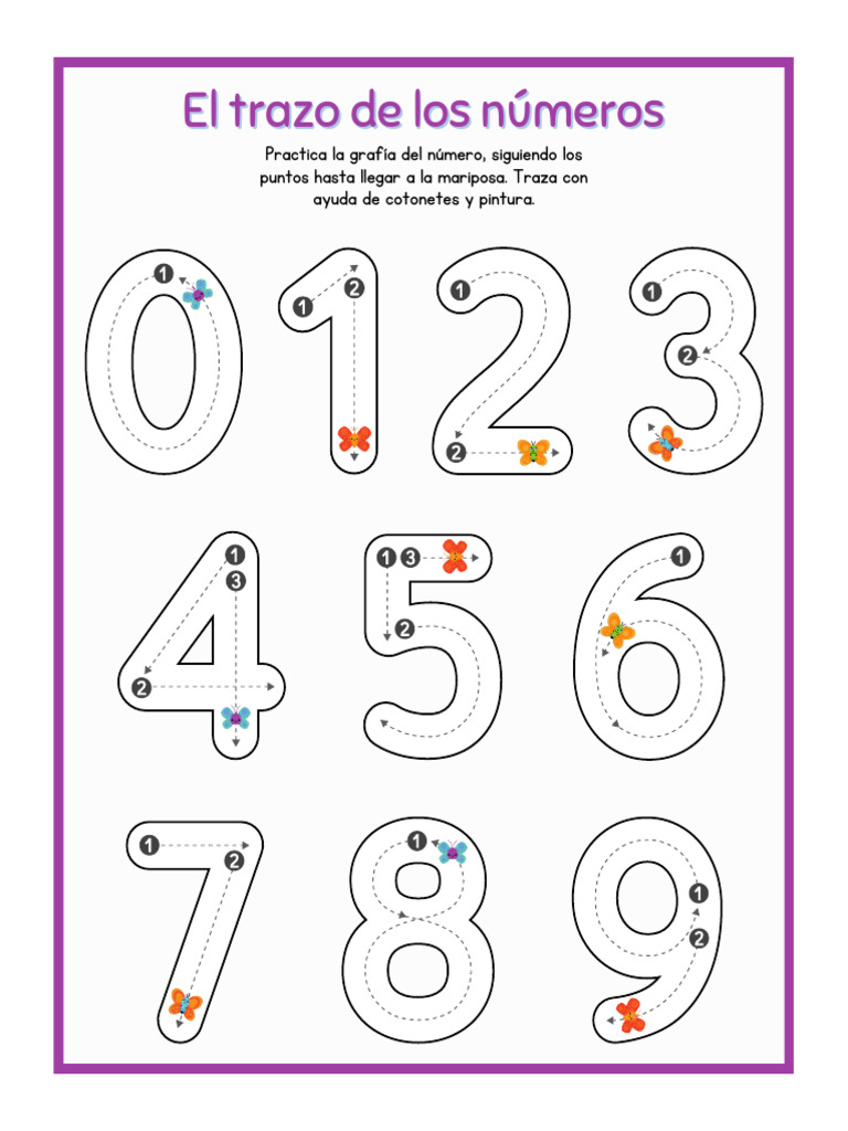 Trazo de Grafía Números Hoja de Actividad | PDF