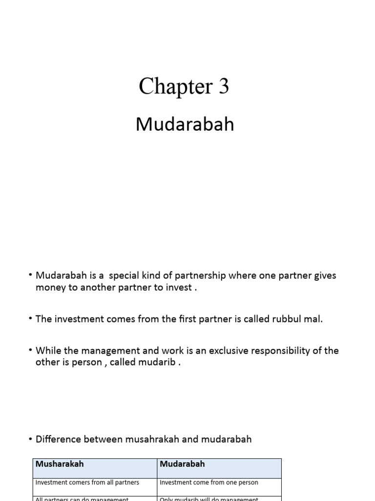 Islamic Finance: Mudarabah Basics | PDF | Partnership | Financial Services