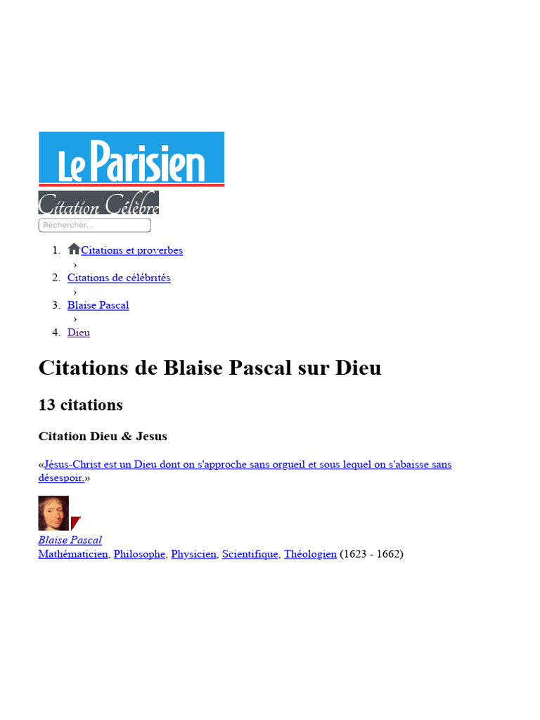 Citations de Blaise Pascal sur Dieu | PDF | Dieu | Théologie