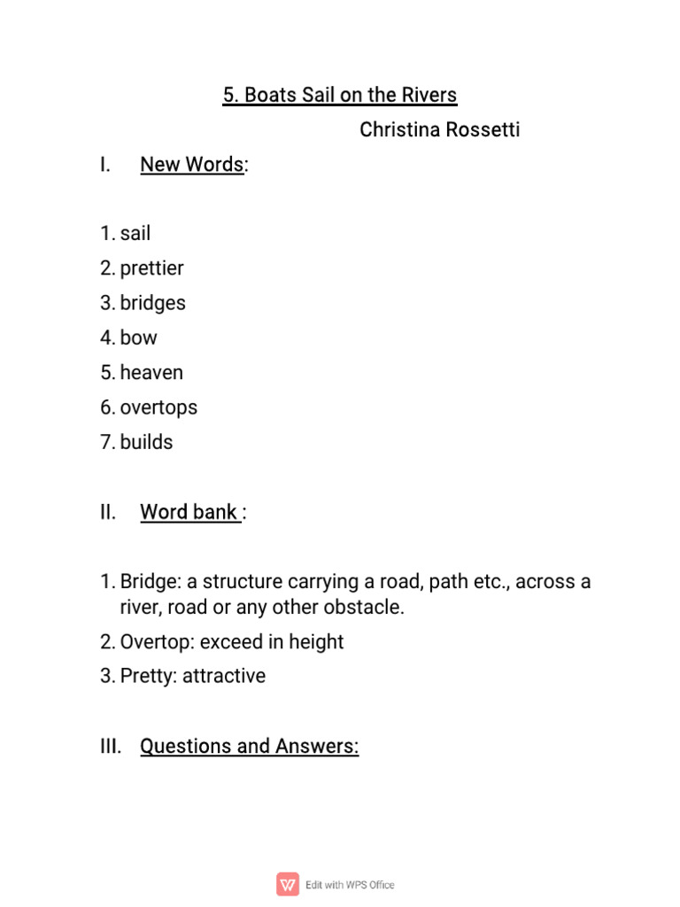 Lesson 5 - Boats Sail On The Rivers | PDF