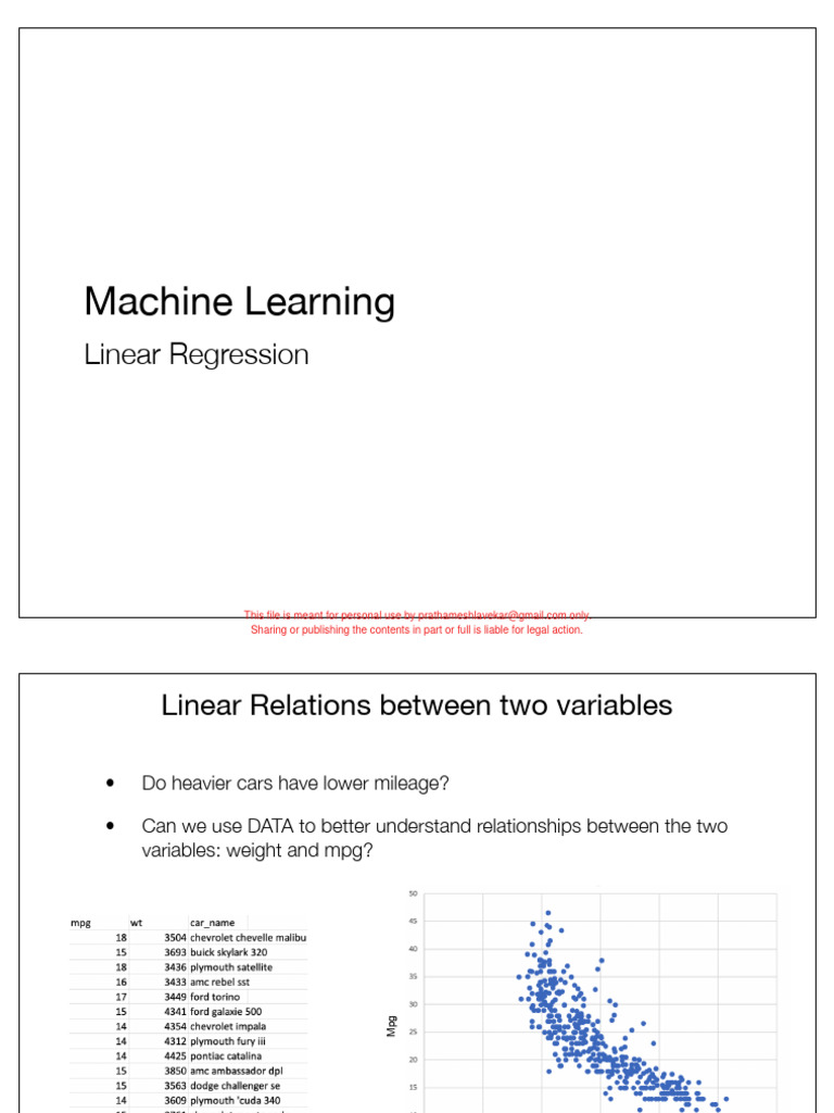 Introduction - To - ML - Linear - Regression - Lecture - Slides New | PDF | Errors And Residuals ...