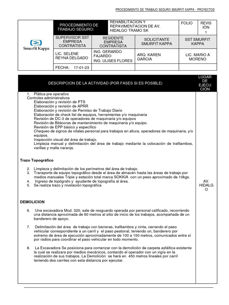PTS Smurfit Avenida Hidalgo Procd Altura | PDF | Ingeniería de ...