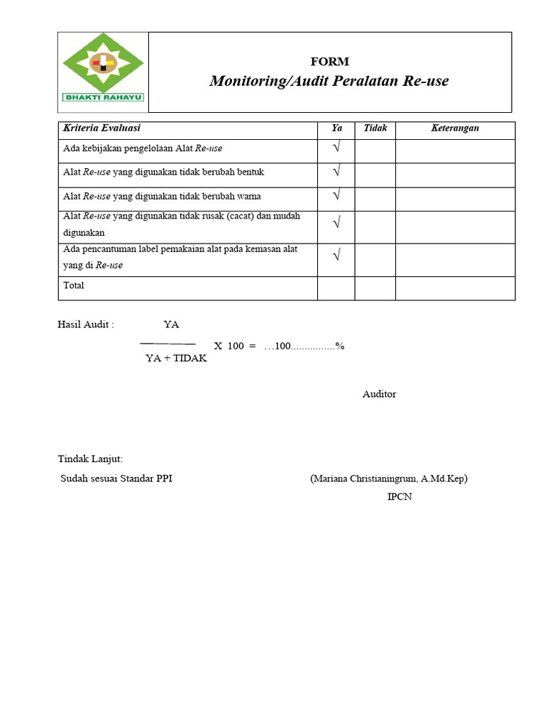 FORM MONITORING Alat ReUse | PDF