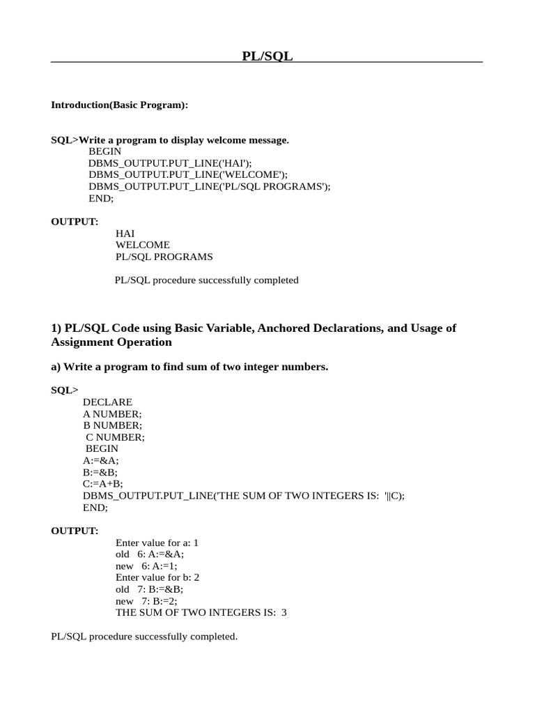 Plsqlpgrms | Download Free PDF | Pl/Sql | Control Flow