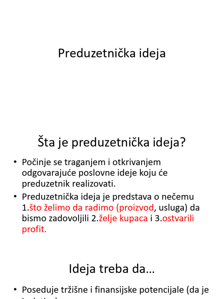Preduzetnička Ideja | PDF