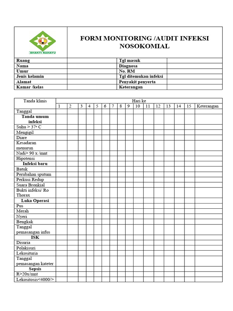 FORM MONITORING Infeksi Nosokomial | PDF