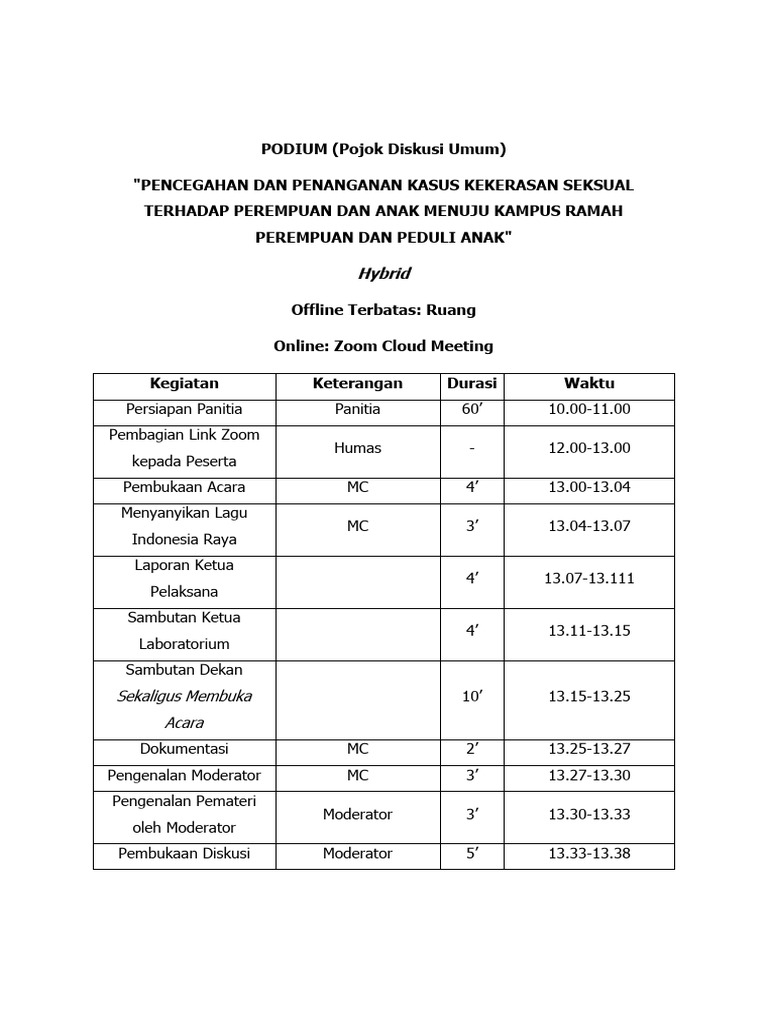 Format Rundown Acara | PDF