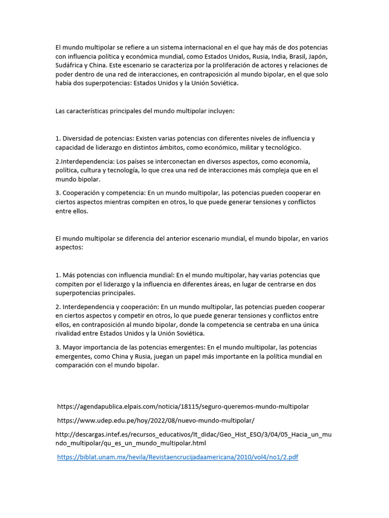 El Mundo Multipolar | PDF
