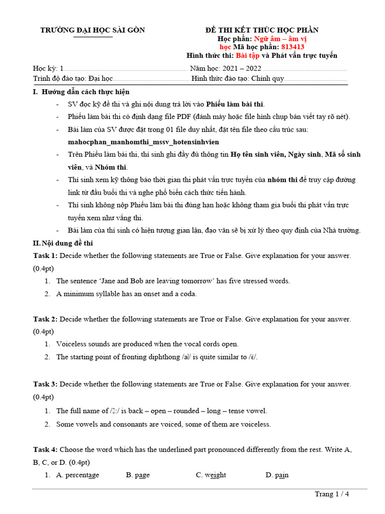 Ngu Am Am VI Hoc - de Thi | PDF