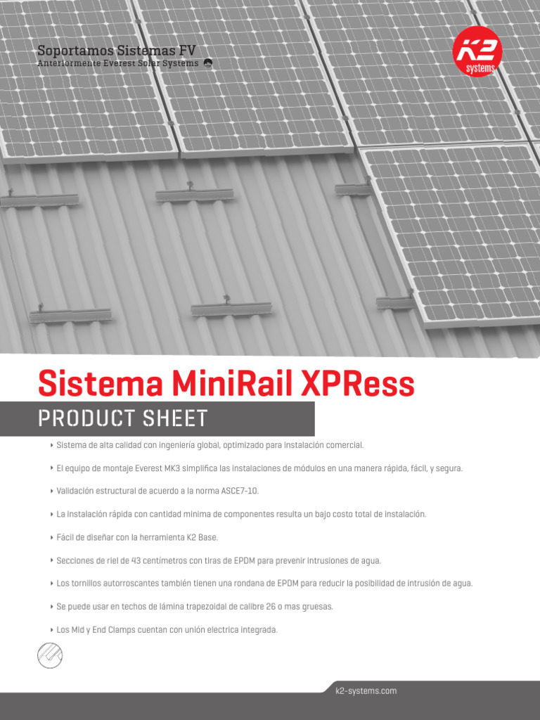 K2 ProductSheet MiniRail XPRess-MX01-0721 | PDF