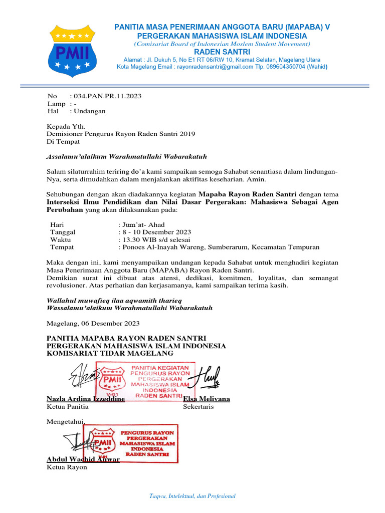 034 - Undangan Demisioner RRS 2019 | PDF | Agama & Spiritualitas