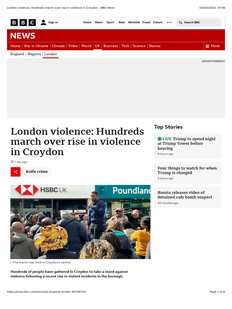 London Violence: Hundreds March Over Rise in Violence in Croydon - BBC News | PDF | London