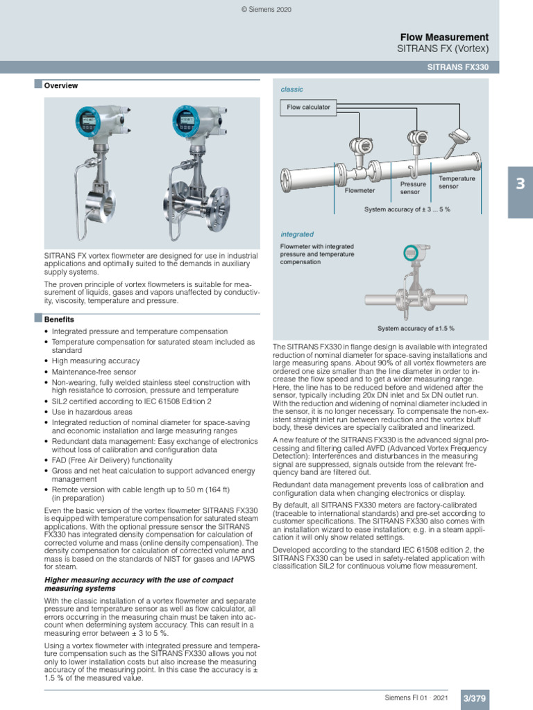 Siemens - Sitrans FX330 - Fi01 - en | PDF | Flow Measurement | Steam