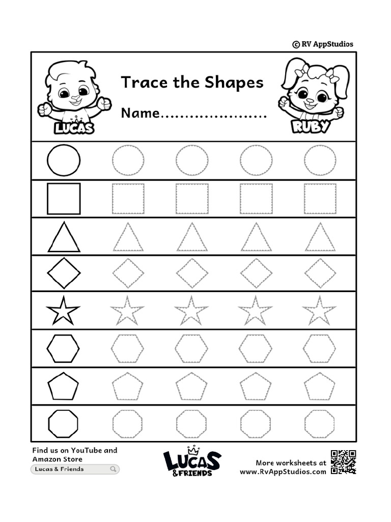 153 Free Printable Worksheets for Kids Dotted Shapes to Trace Worksheet ...
