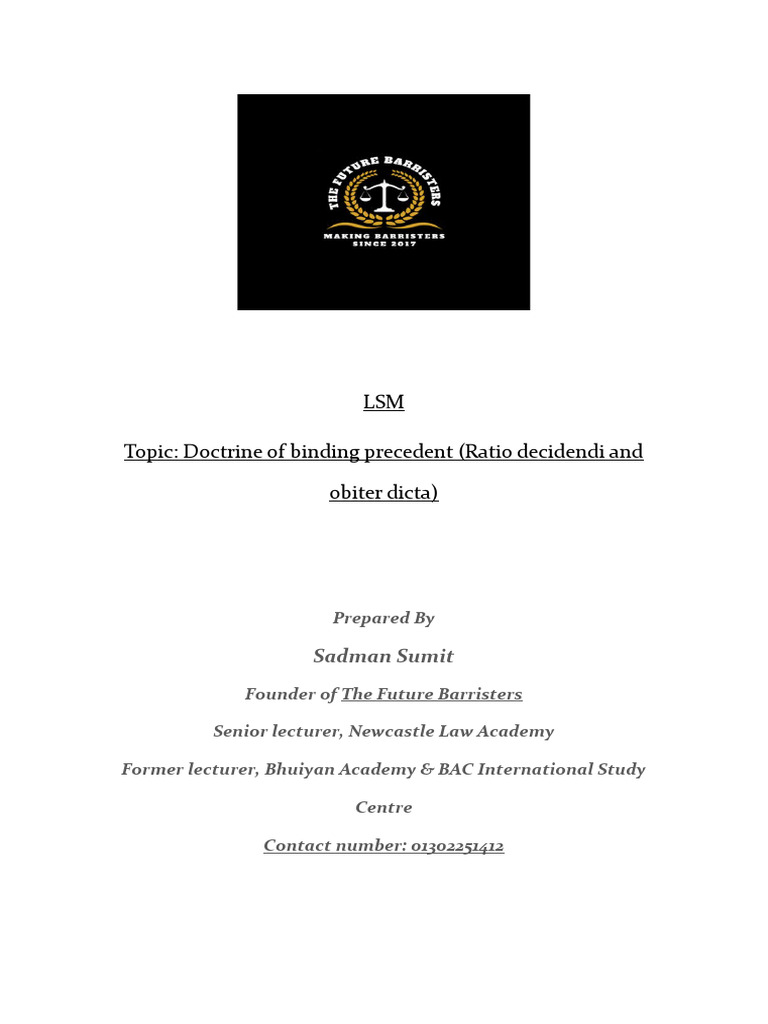 Law Students' Guide to Precedent | PDF | Precedent | Obiter Dictum