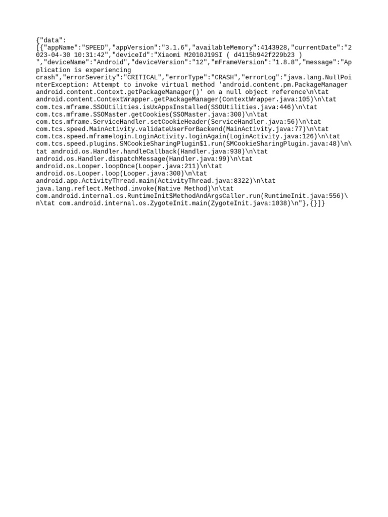 Speed Errorreport Pdf