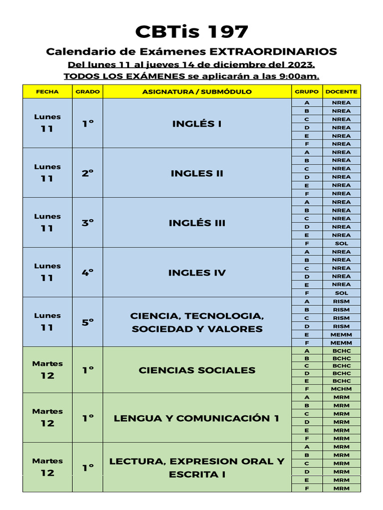 CBTis 197 - EXTRAORDINARIOS DIC 2023 - CMGA | PDF