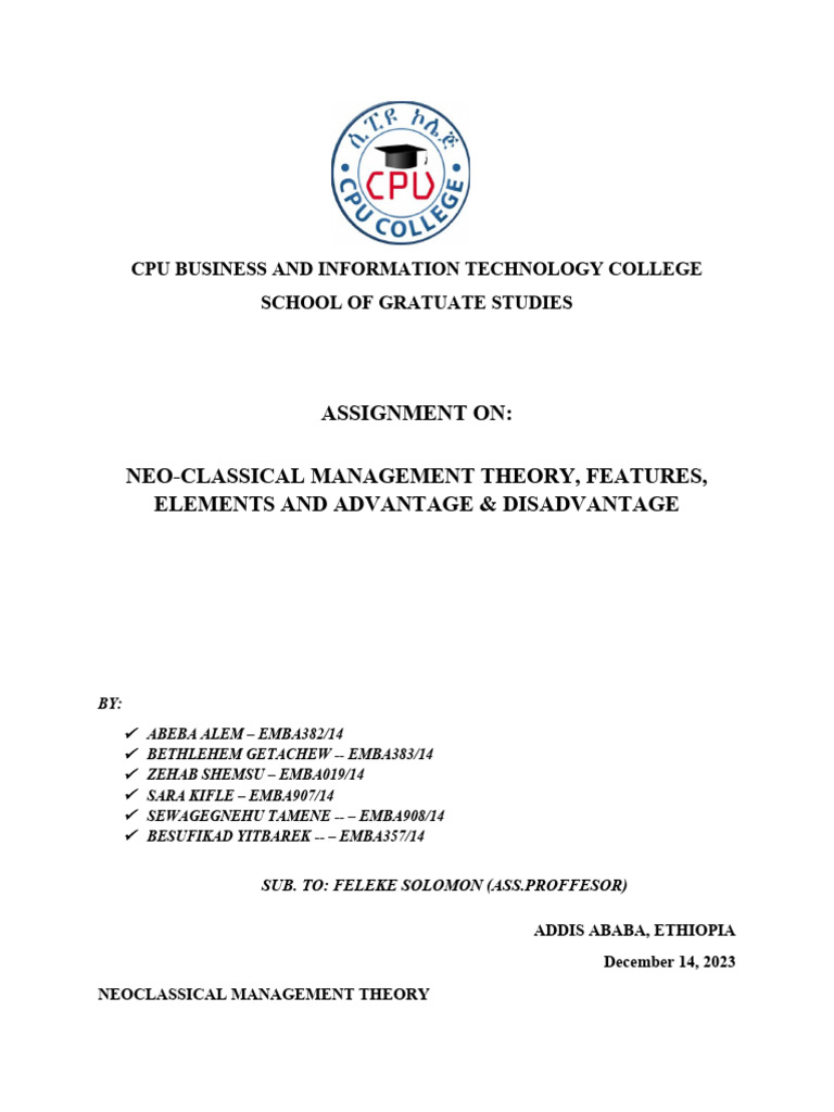 Neoclassical Management Theory Overview | PDF | Motivation | Motivational