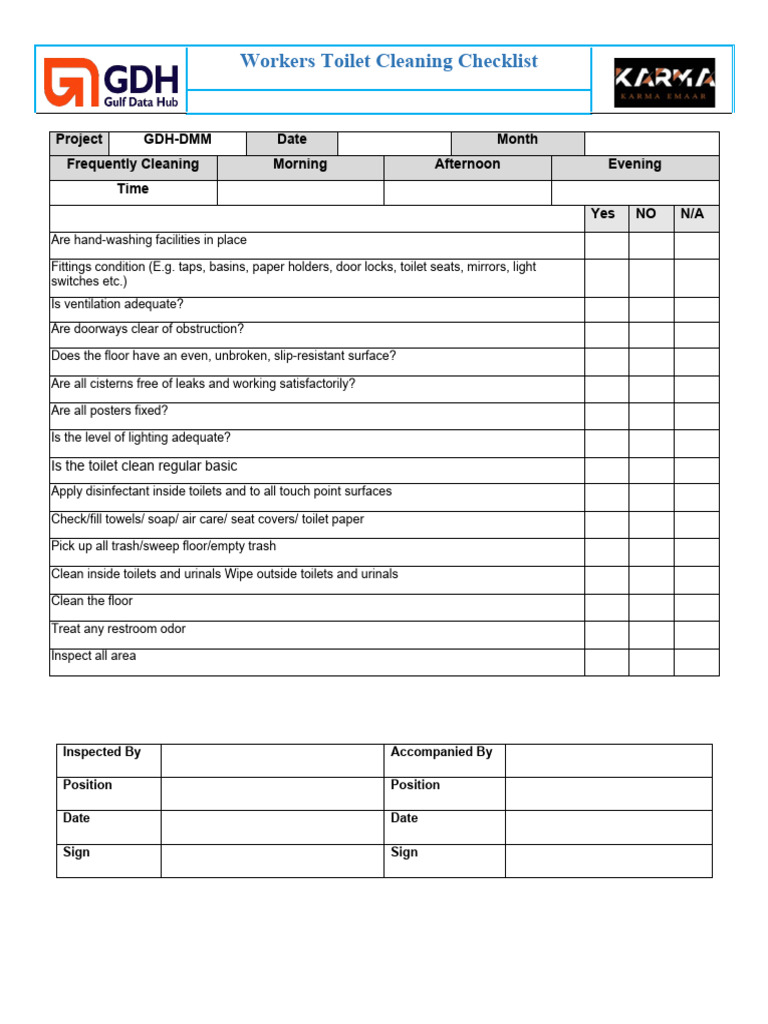 Workers Toilet Checklist | PDF