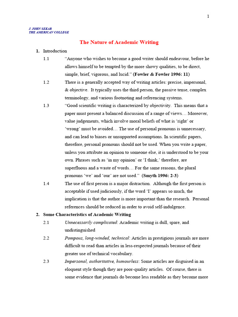 Nature of Academic Writing | Download Free PDF | Thought | Rhetoric