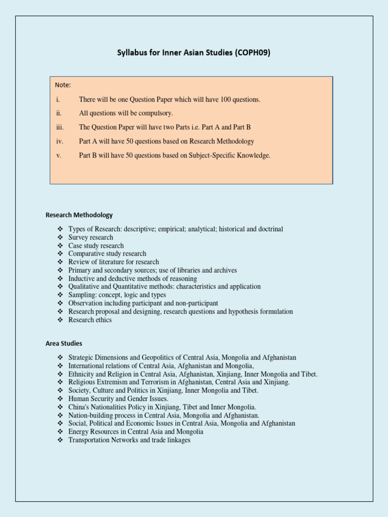 Inner Asian Studies Syllabus Overview | PDF | Social Science