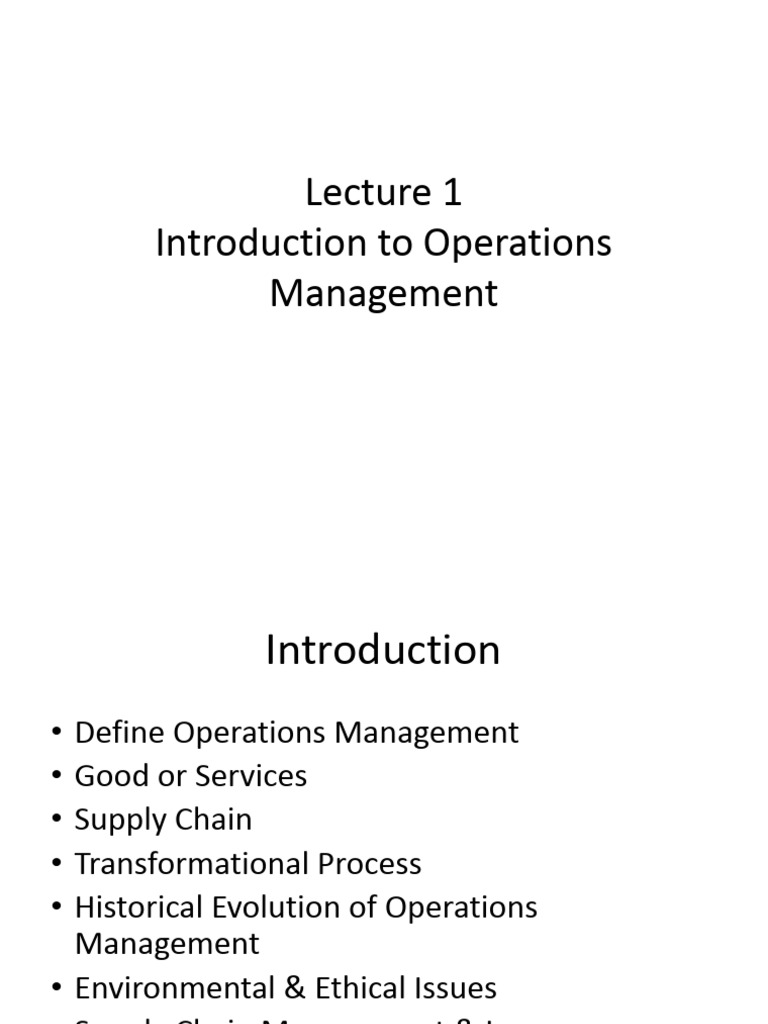 Lecture 1 Introduction To Operations Management | PDF | Supply Chain | Operations Management