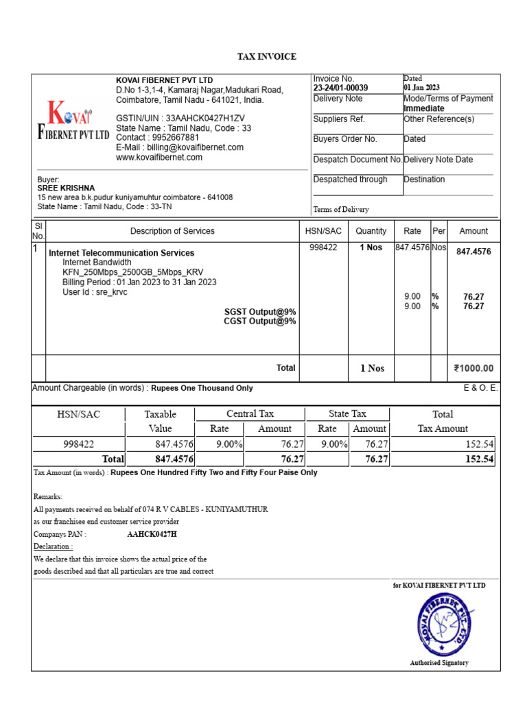 Internet Bill Jan 2023 | Download Free PDF | Invoice | Economies