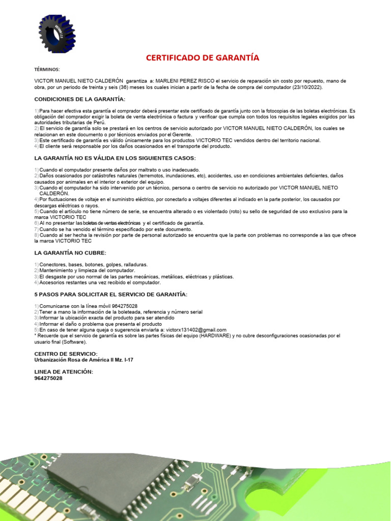 Carta de Garantia PC | PDF | Informática