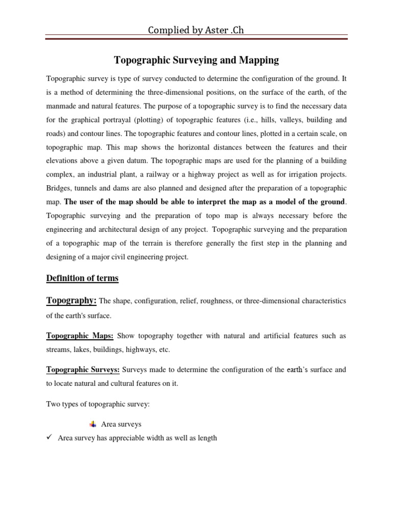 Topographic Surveying and Mapping | PDF | Topography | Contour Line