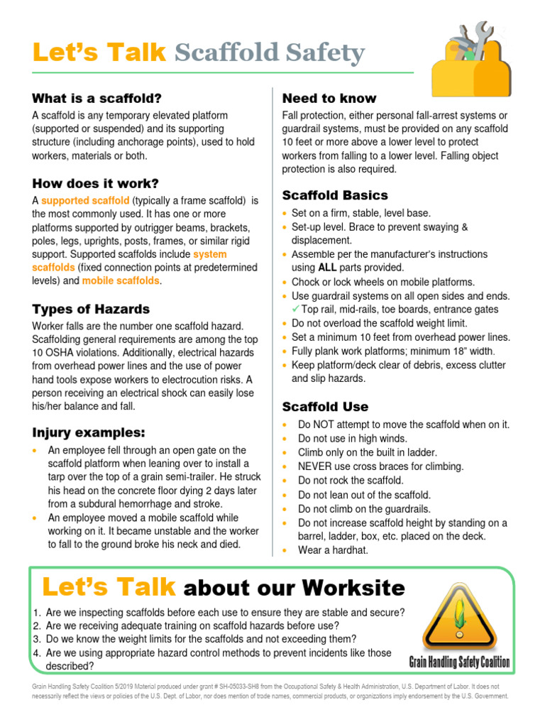 Toolbox Scaffolding Final 9.2019 | PDF | Scaffolding | Occupational ...