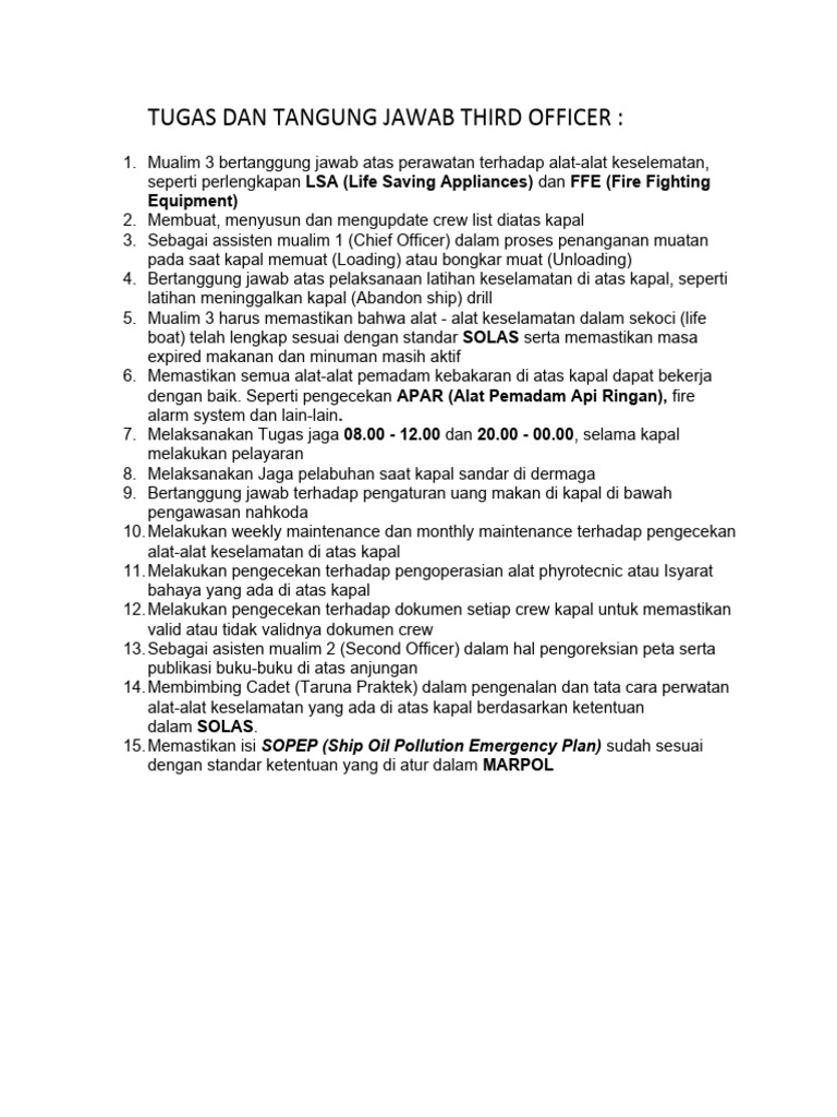 TUGAS Third Officer | PDF