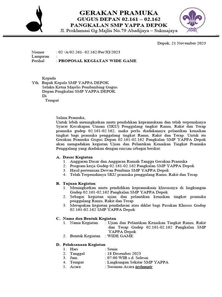 Proposal Pramuka | PDF