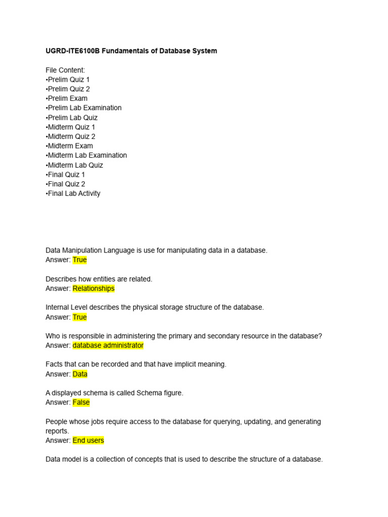 UGRD ITE6100B Fundamentals of Database System PDF | PDF | Databases | Relational Database