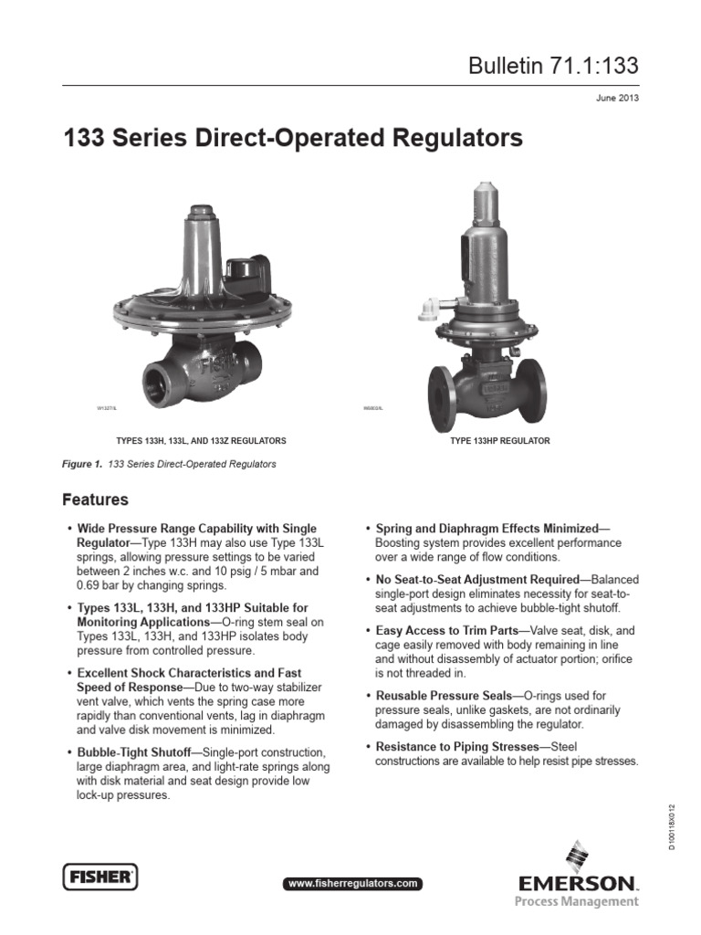 Fisher™ 133 Series Pressure Reducing Regulators | PDF | Valve | Mechanical Engineering