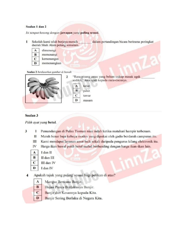 Contoh Soalan Uasa Bm Tahun 6 Pdf