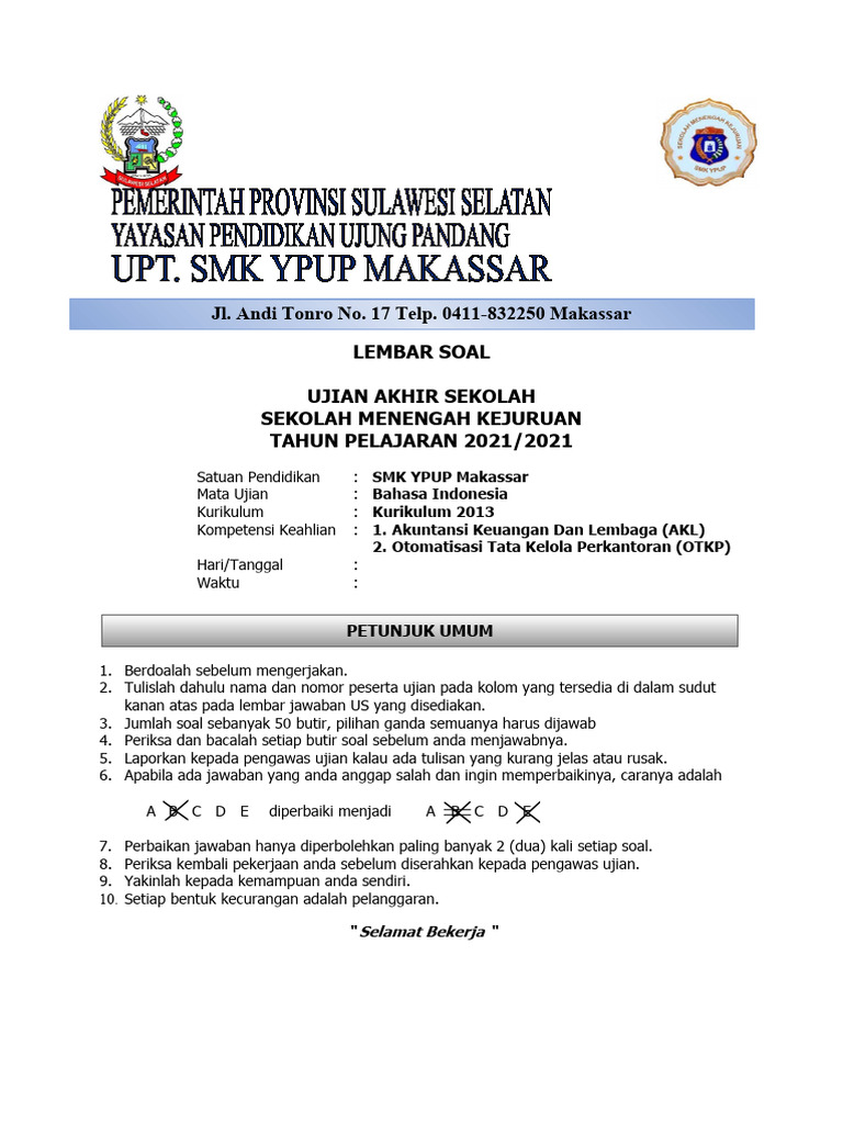 Naskah Soal Uas B. Indonesia 2023 | PDF