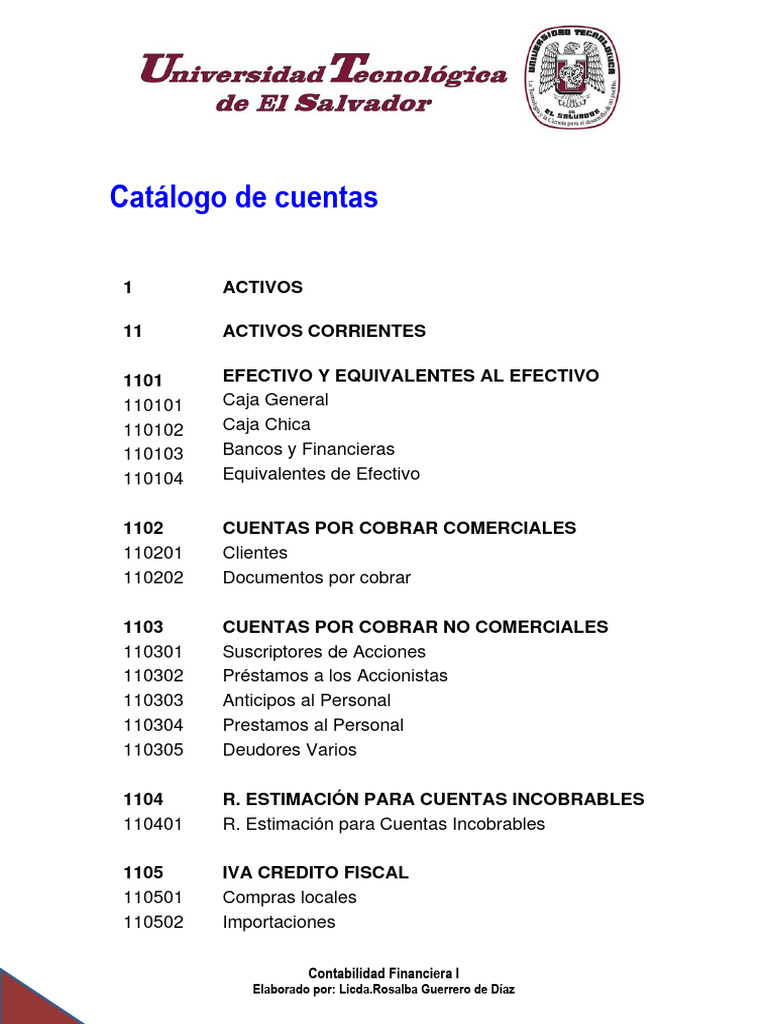 CATÁLOGO DE CUENTAS | PDF | Contabilidad | Corporaciones