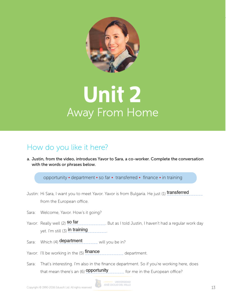 2s 2148 Document 2 Workbook Unit 2 Away From Home | PDF | All Rights Reserved