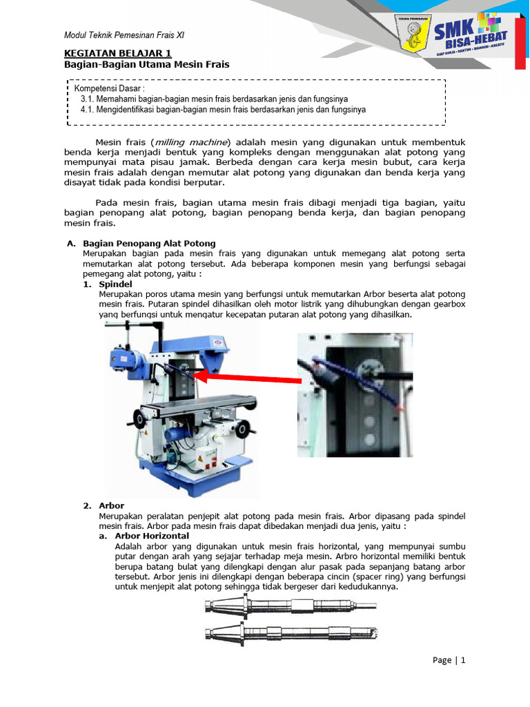 Bagian Utama Mesin Frais dan Fungsinya | PDF | Griya & Taman