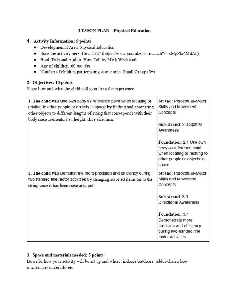 Web Phys Ed Lesson Plan | PDF | Physical Education | Cognition